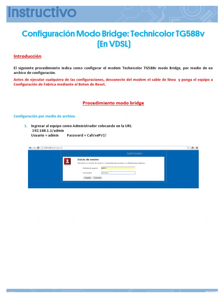 Technicolor Tg588v VDSL Bridge | PDF | Redes | Informática