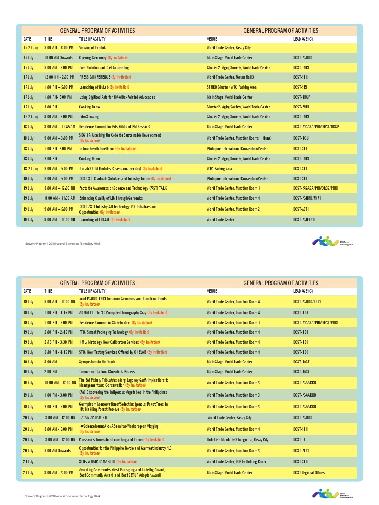 General Program of Activities General Program of Activities: (By ...