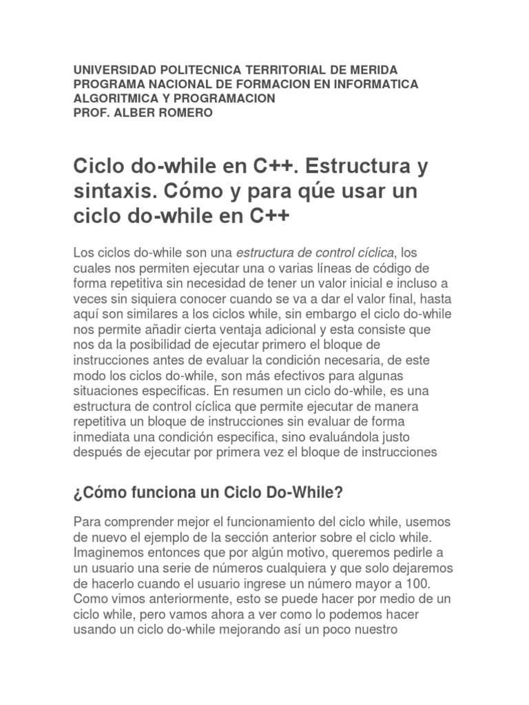 Ciclos Do While | PDF | C ++ | Programa de computadora