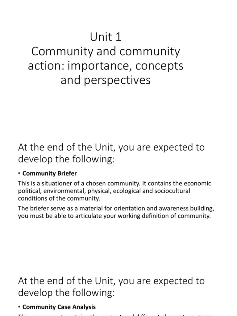 Unit 1 Community Engagement | PDF | Community | Power (Social And ...