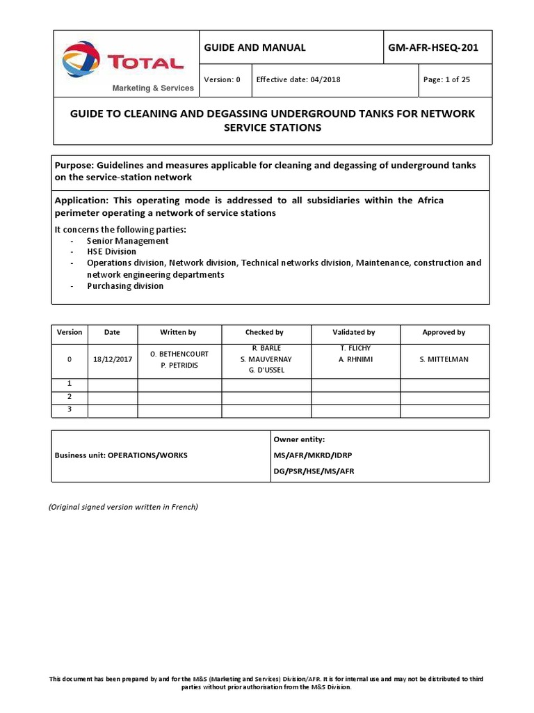 Guide to Best Practices for Cleaning and Degassing Underground Fuel ...