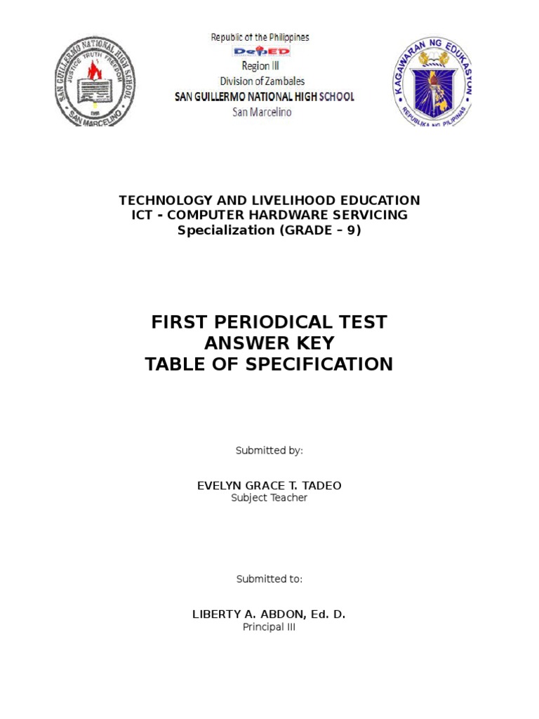Grade 9 Computer Hardware Test Key | PDF | Educational Technology ...