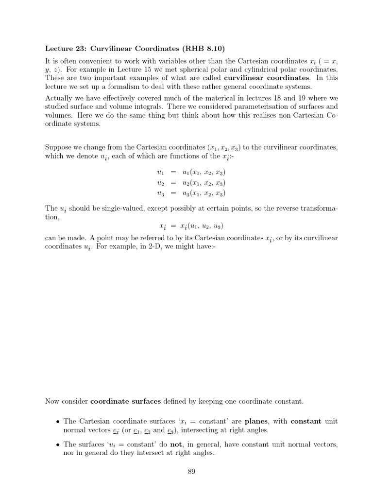 Curvilinear 1 PDF | PDF | Coordinate System | Euclidean Vector