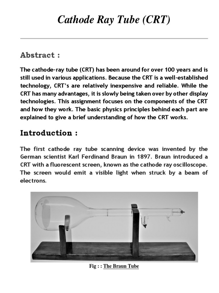 CRT Assignment | PDF | Vacuum Tube | Cathode