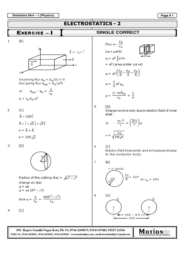 Electrostatics Exercise - Solutions for Charges, Fields, and Flux ...