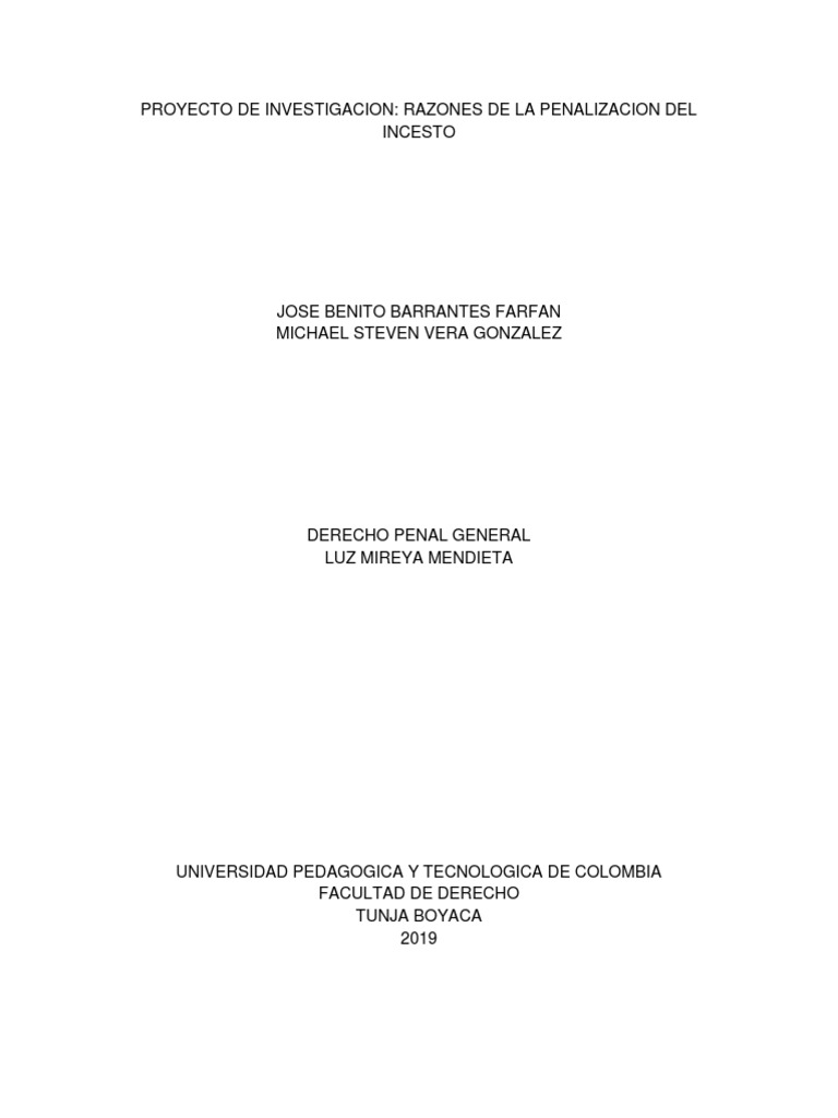 Despenalizacion Del Incesto | PDF | Derecho penal | Incesto