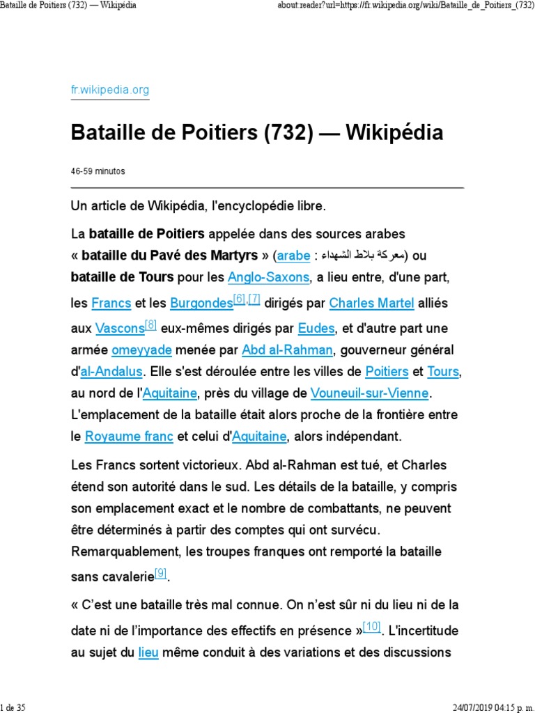 La bataille de Poitiers en 732 | PDF | Moyen-Âge | Coran