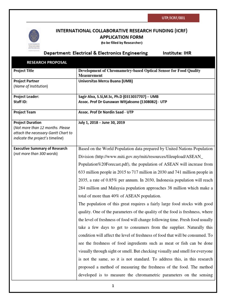 ICRF APPLICATION UMB-UTP Optical Sensor | PDF | Dye | Filtration
