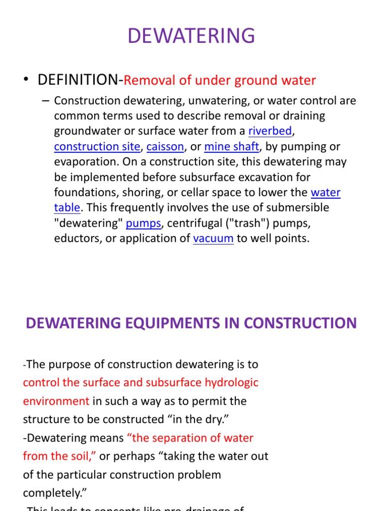 DEWATERING | PDF | Pump | Civil Engineering