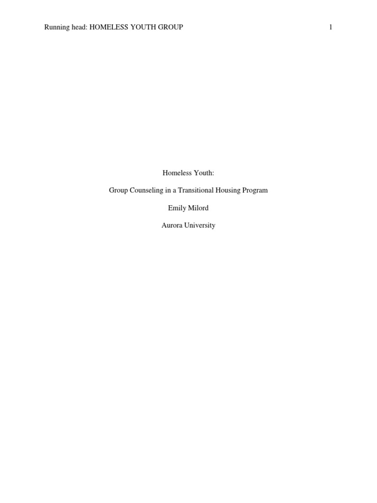 Group Counseling for Homeless Youth | PDF | Mindfulness | Adolescence