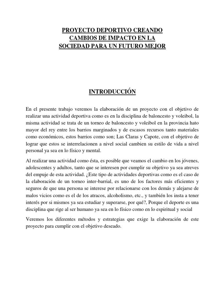 Proyecto Deportivo de Cancha de Baloncesto | PDF | Deportes | Sociedad