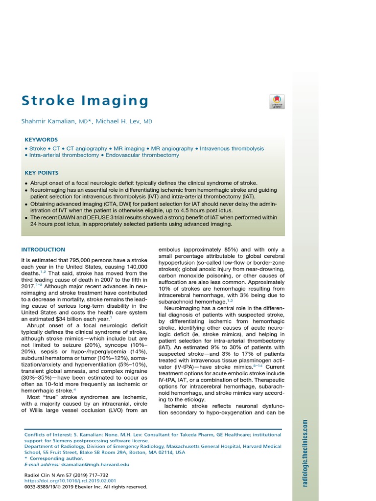 Stroke Imaging Pdf Stroke Medical Specialties