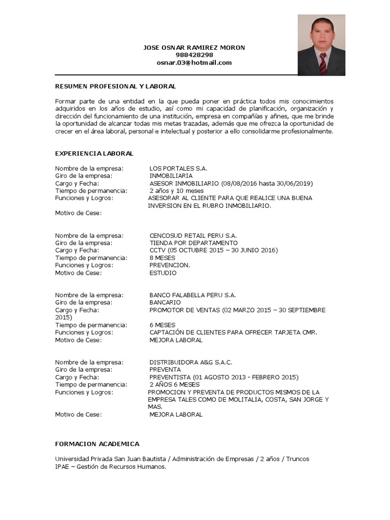 Curriculum Vitae Osnar Ramirez | PDF | Economias | Business