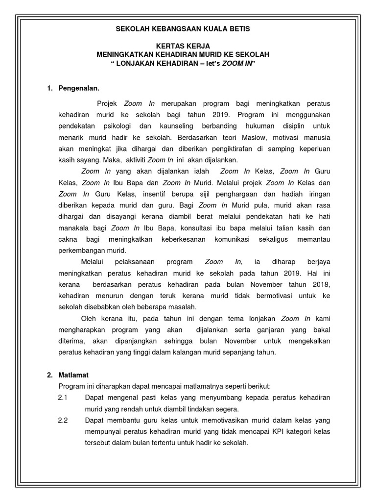 Kertas Kerja Kehadiran Unit Hem | PDF