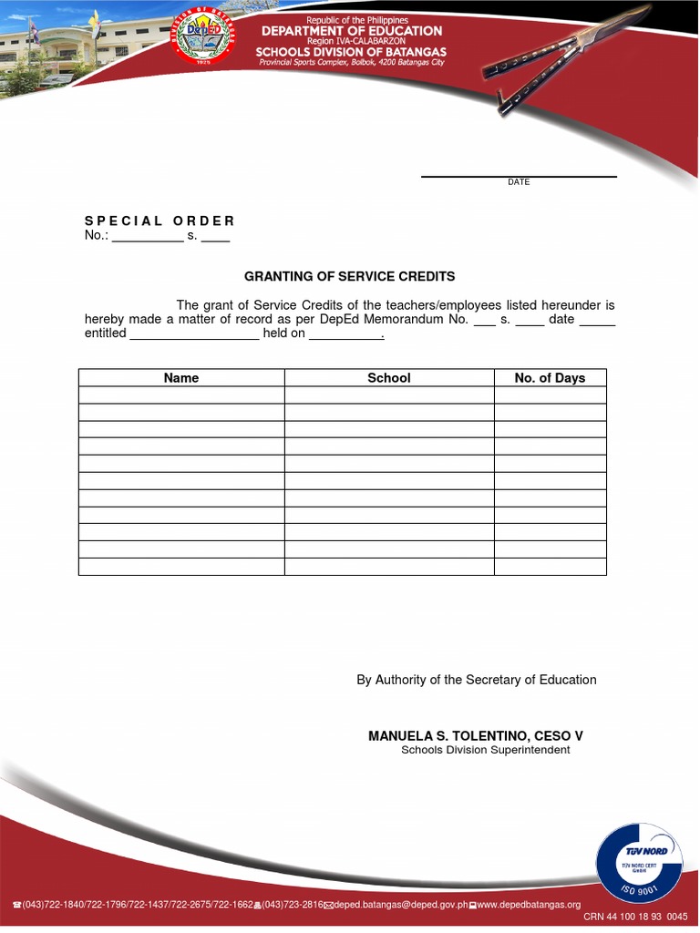 1 Service Credits New Template | PDF