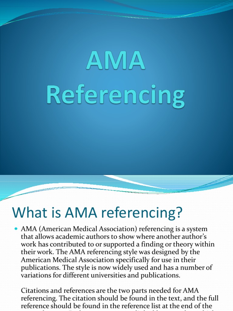 AMA Referencing Guide & Examples | PDF | Citation | Medicine