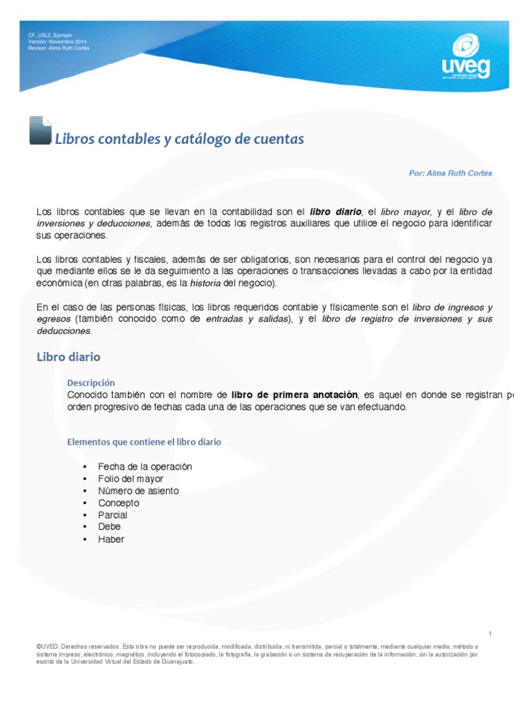 LIBROS CONTABLES Y CATALOGO DE CUENTAS - Unlocked PDF | PDF ...