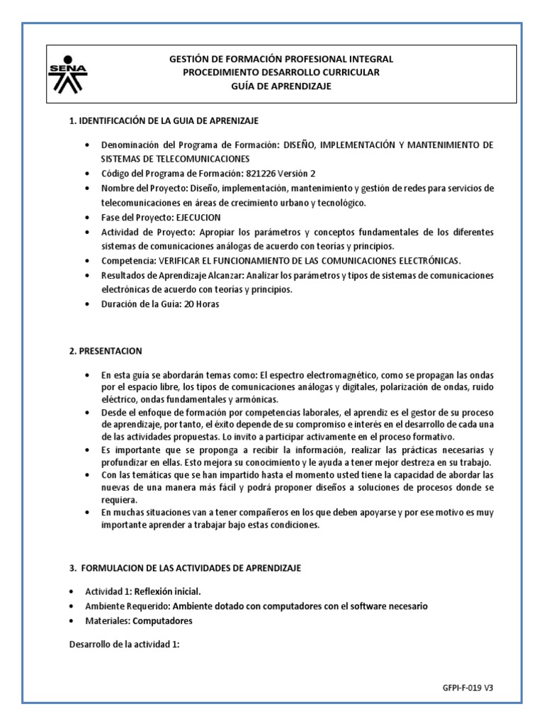 GFPI-F-019 Guia de Aprendizaje 1 Fundamentacion | PDF | Densidad espectral | Modulación de ...