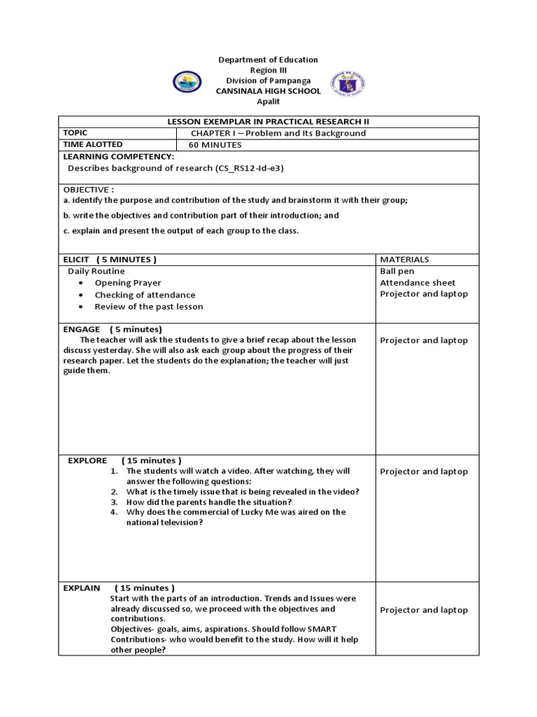 Lesson Exemplar | PDF | Standardized Tests | Educational Assessment