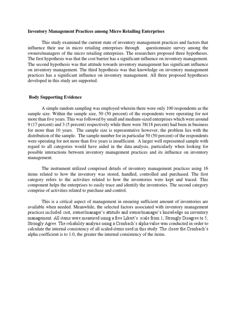 Inventory Management Factors for Micro Retail | PDF | Inventory ...