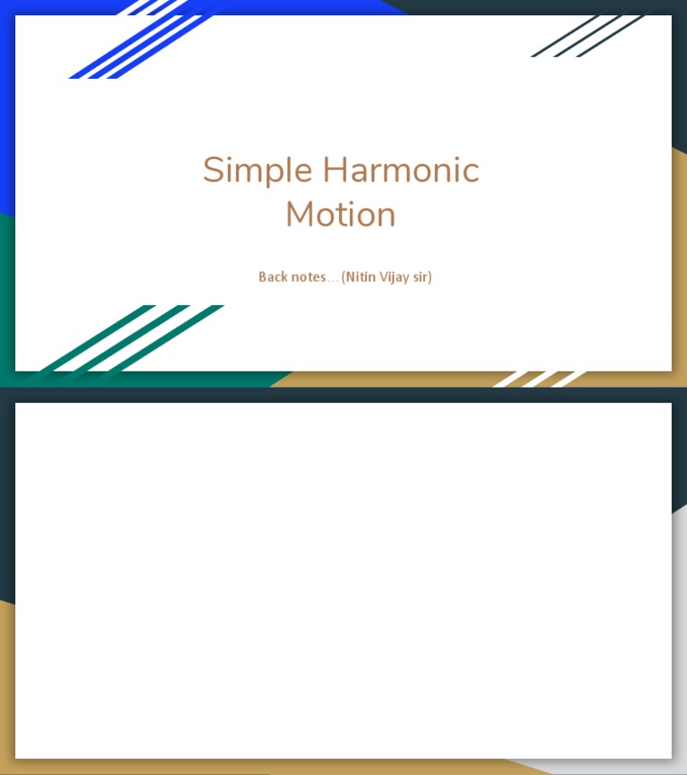 Simple Harmonic Motion: Back Notes (Nitin Vijay Sir) | PDF