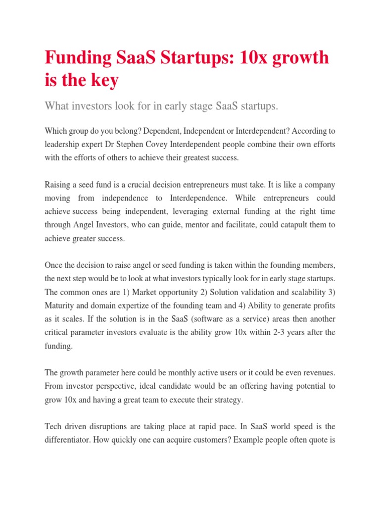 Funding Strategies for SaaS Startups | PDF