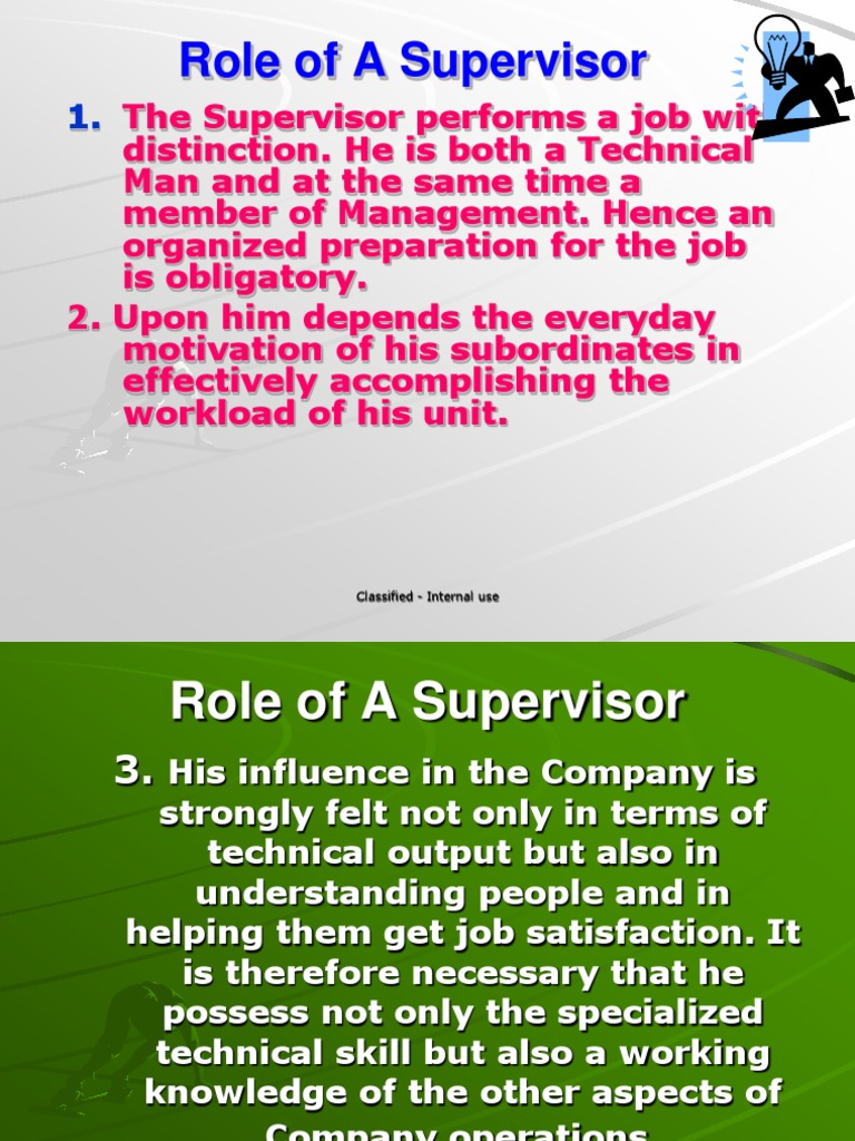 Role of A Supervisor: Classified - Internal Use | PDF | Behavioural ...