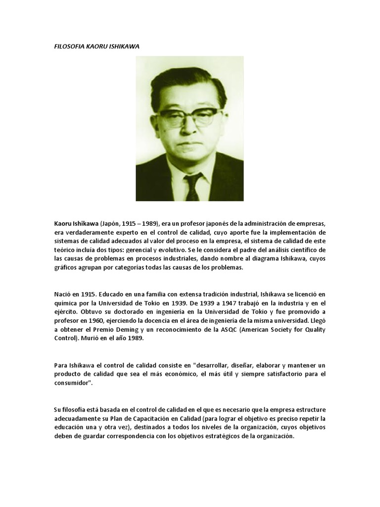 Filosofia Kaoru Ishikawa | PDF | Calidad (comercial) | Economias