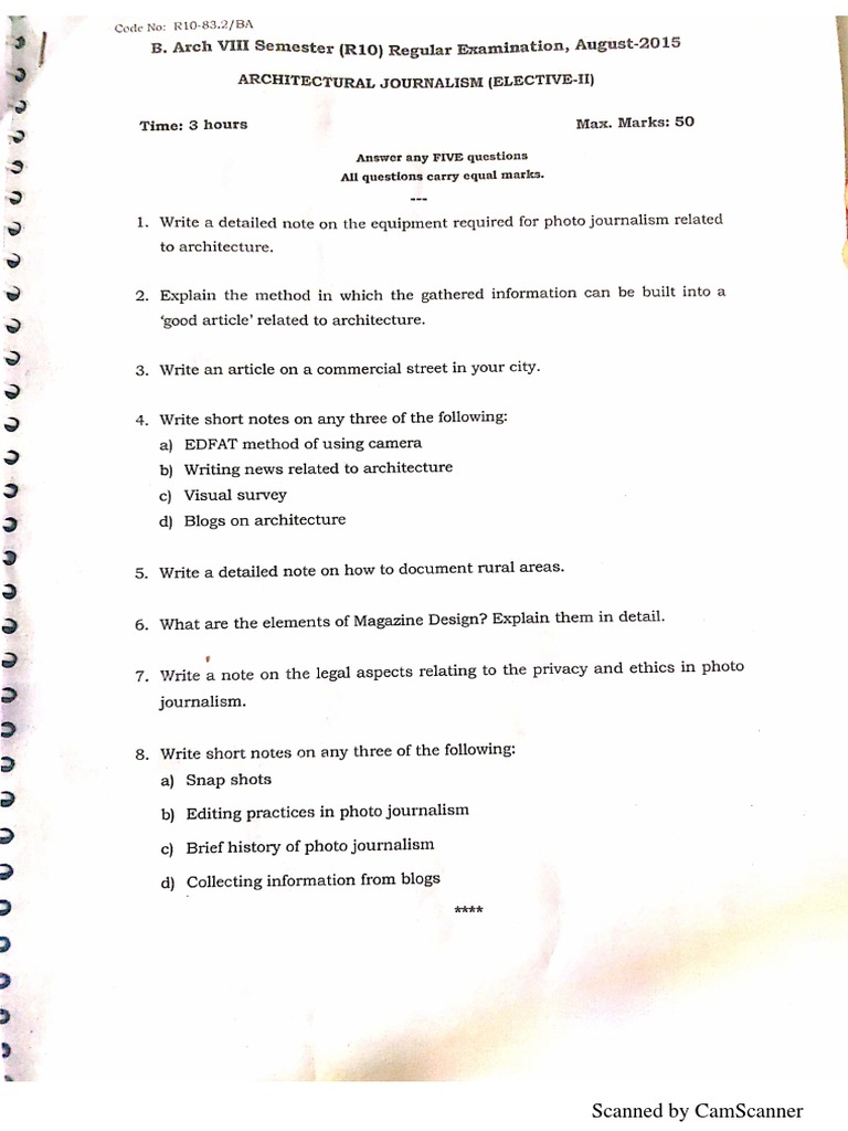 Architectural Journalism Question Papers | PDF