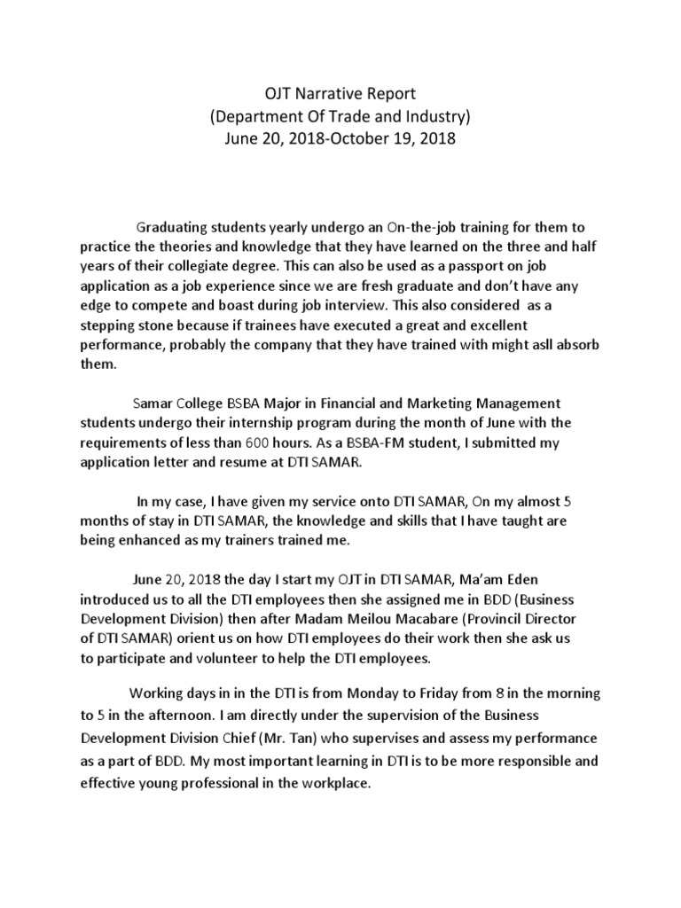 OJT Narrative Report | PDF