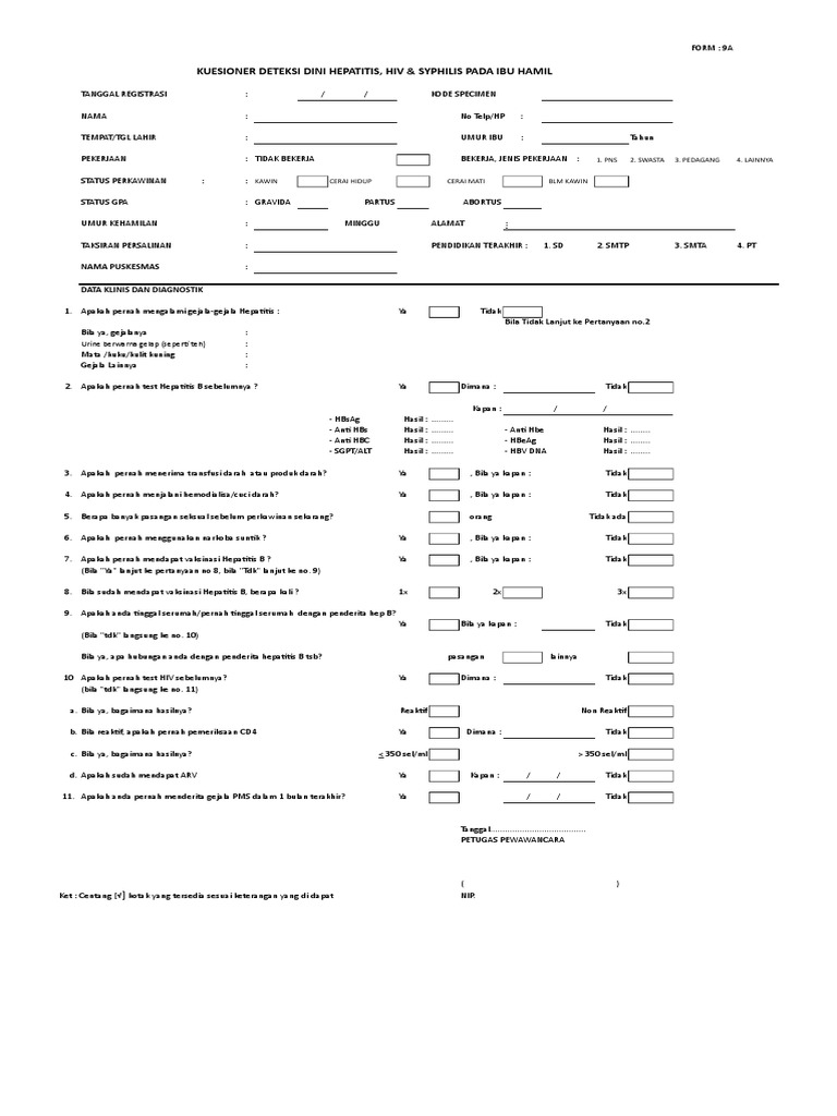 Form RR Deteksi Dini Hepatitis Bumil Final 100815 | PDF