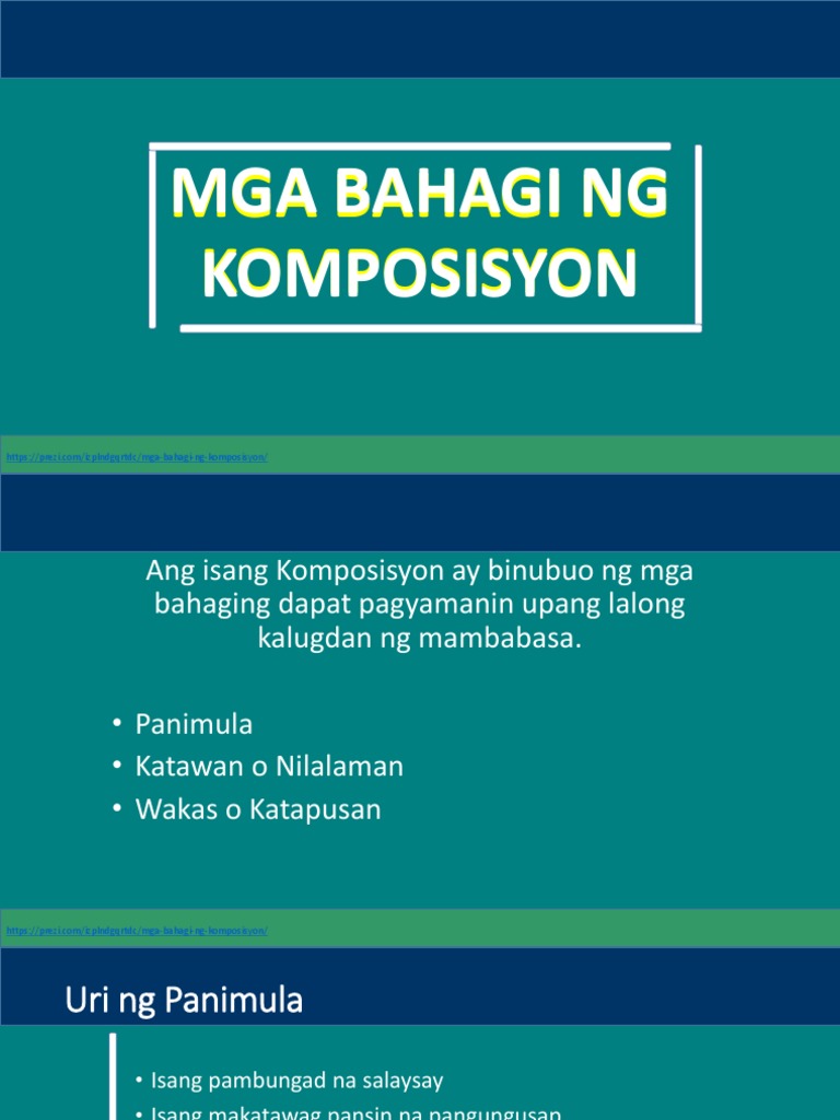 Mga Bahagi NG Komposisyon | PDF