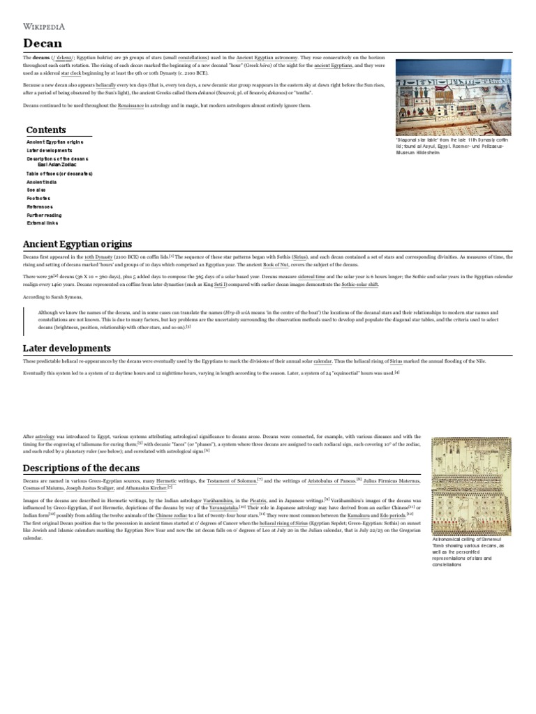 Decan Chart - Wikipedia | PDF | Planets In Astrology | Technical ...