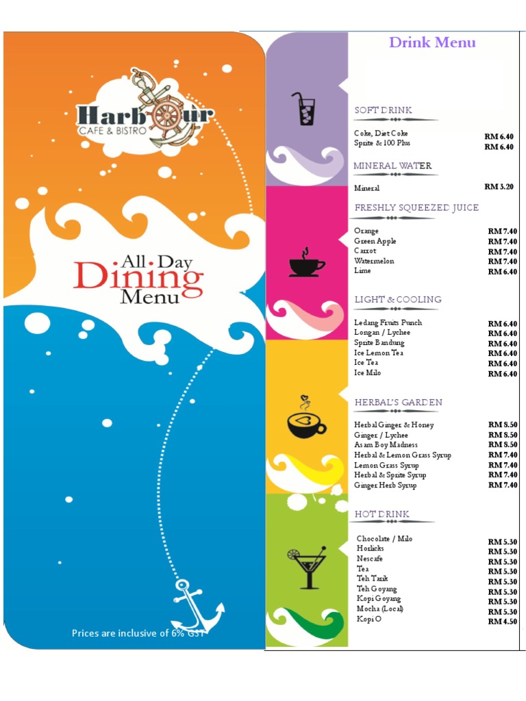 PDF - 2016 Harbour Cafe Ala Carte Menu - After GST 2016 | PDF | Soup ...