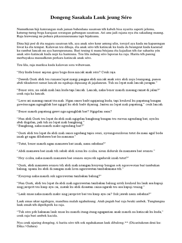 Dongeng Sunda | PDF