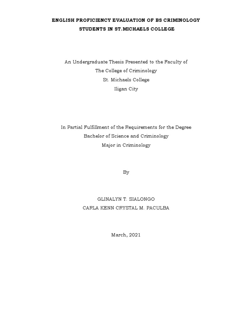 English Language Proficiency Evaluation of Bs Criminology | PDF ...