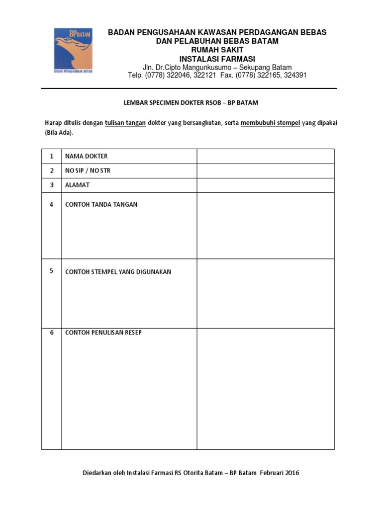 Lembar Spesimen | PDF