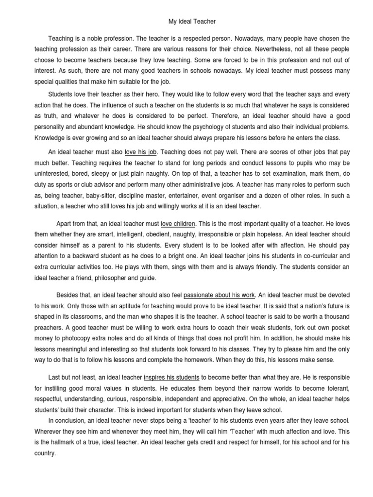 My Ideal Teacher | PDF | Teaching | Teachers