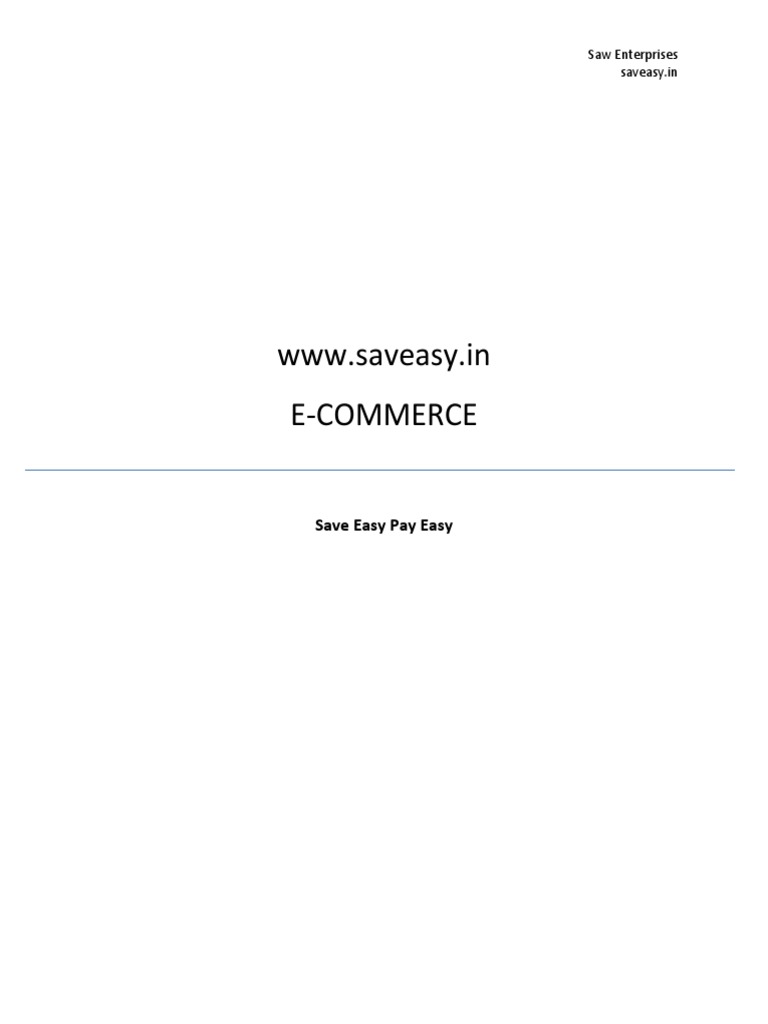 WWW - Saveasy.in E-Commerce: Save Easy Pay Easy | PDF