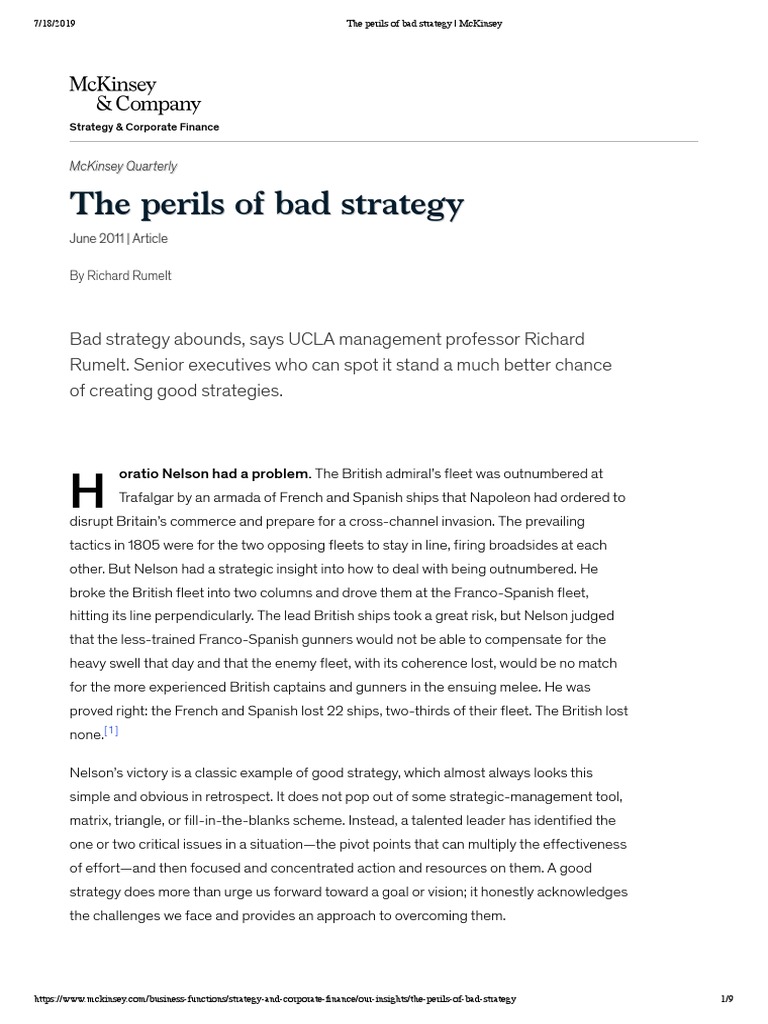 The Perils of Bad Strategy - McKinsey | PDF | Strategic Management ...