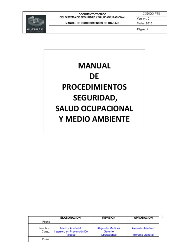 Manual DE Procedimientos Seguridad, Salud Ocupacional Y Medio Ambiente ...