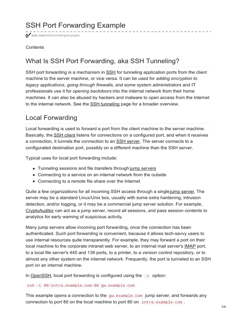 What Is SSH Port Forwarding, Aka SSH Tunneling? | PDF | Port (Computer Networking) | Secure Shell