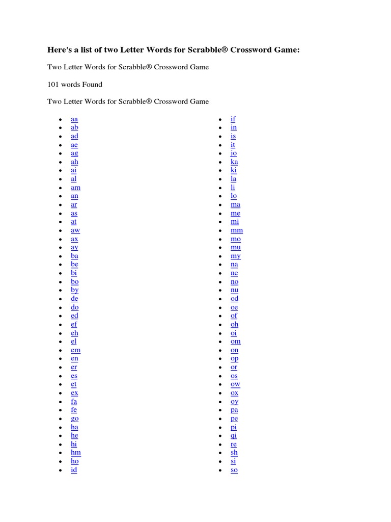 Scrabble Word List | PDF