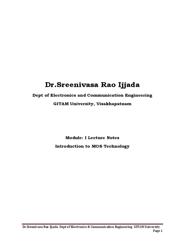Introduction To Mos Technology Pdf Field Effect Transistor Mosfet