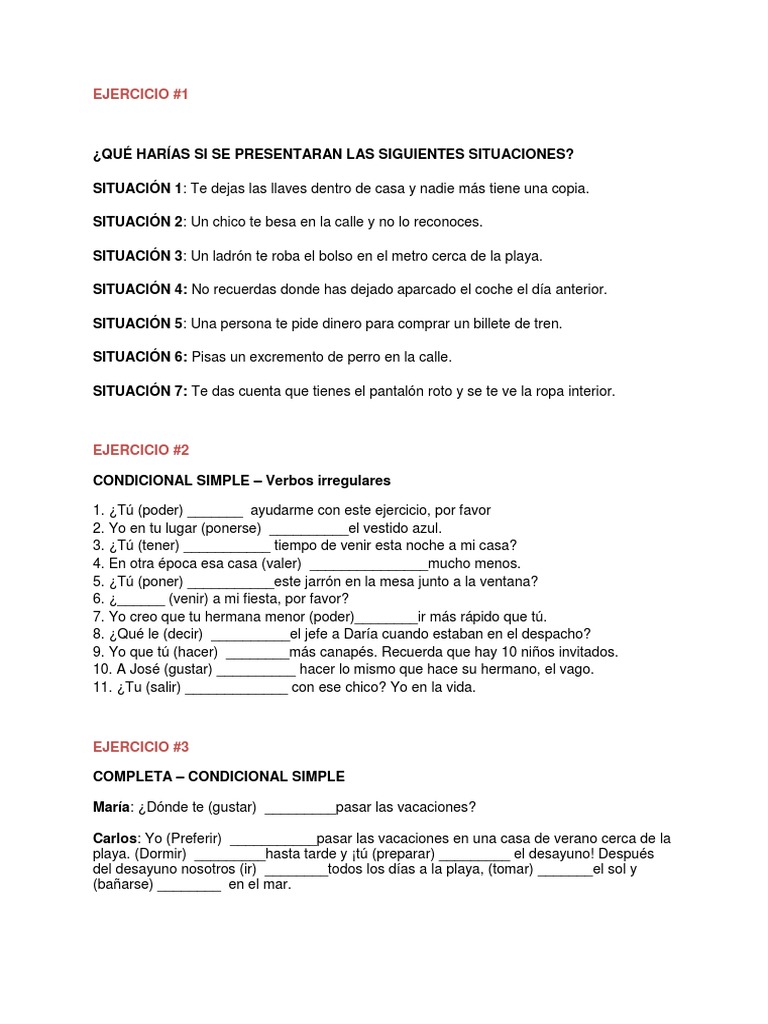 Condicional, Ejercicios | PDF