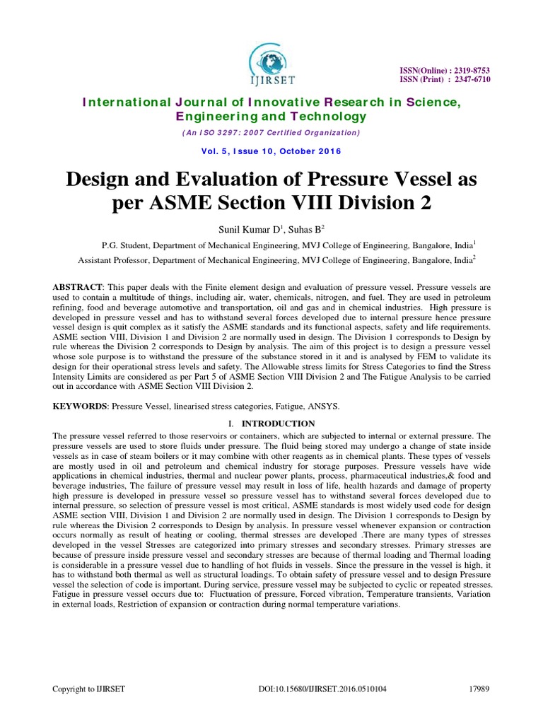 Pressure Vessel Design ASME Section VIII PDF | PDF | Fatigue (Material ...