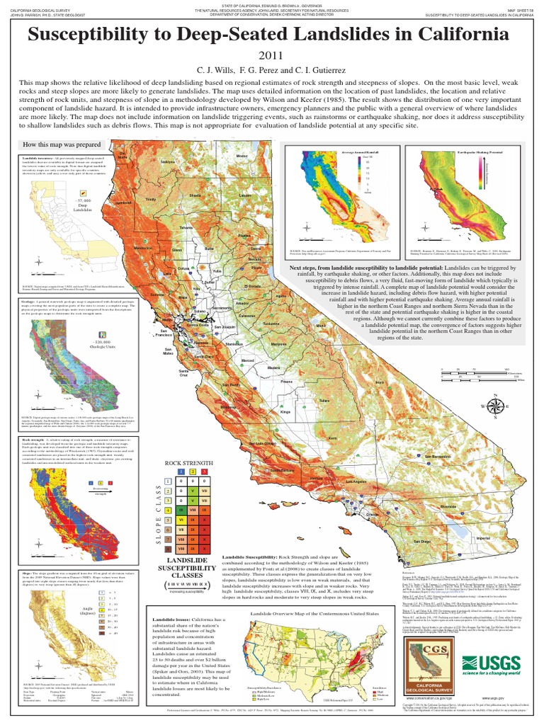 Map-Poster - Susceptibility To Deep-Seated Landslide in California - C ...