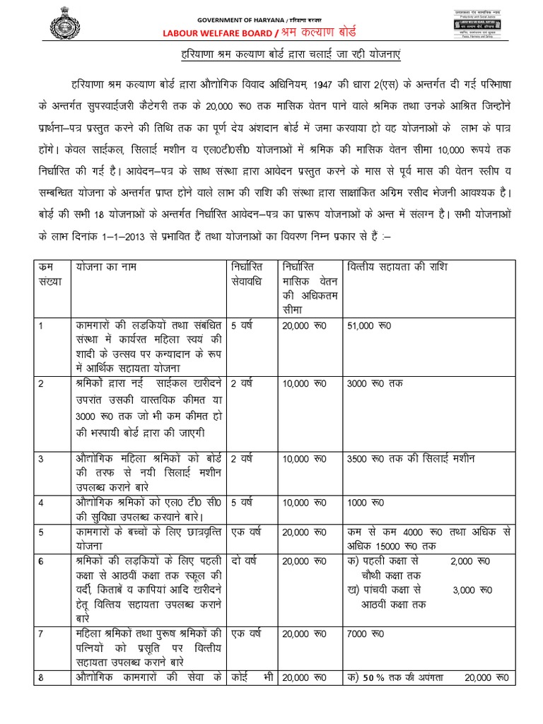 Hindi Schemes LWF | PDF