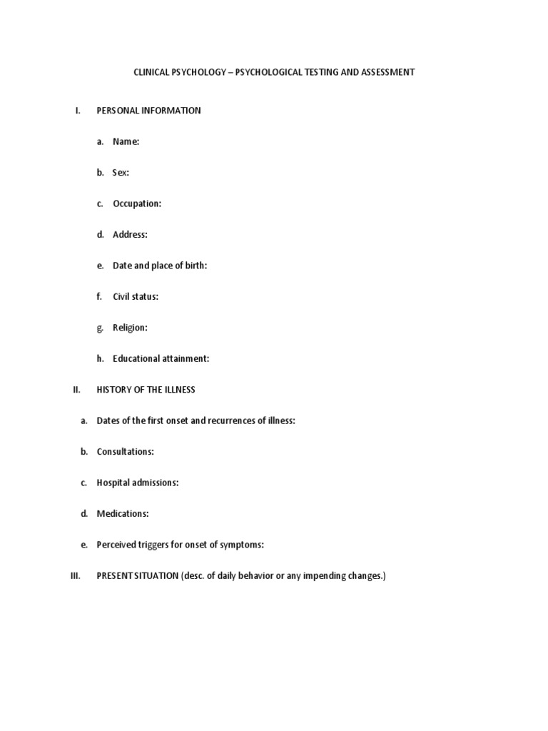 Clinical Assessment Interview | PDF