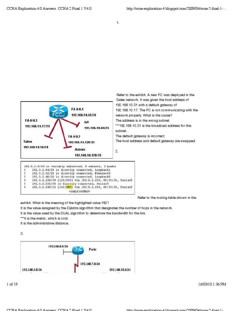 Ccna Exploration 40 Answers Ccna 2 Final 1 V40 Pdf Routing